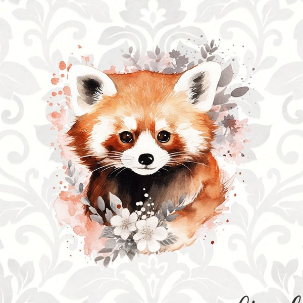 Red Panda Watercolor - Etsy