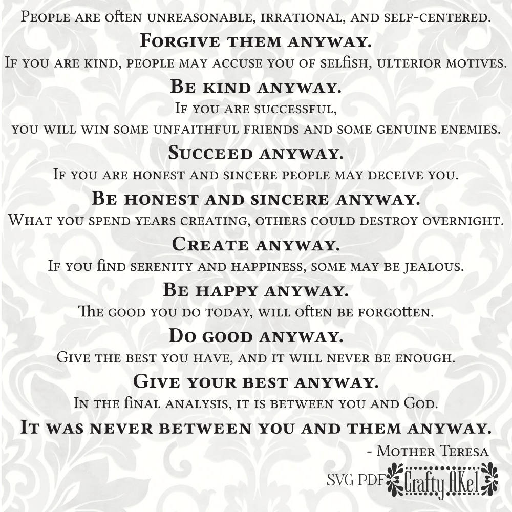 Do It Anyway Svg, Poem Svg SVG, PDF, Digital File Vector Graphic - Etsy
