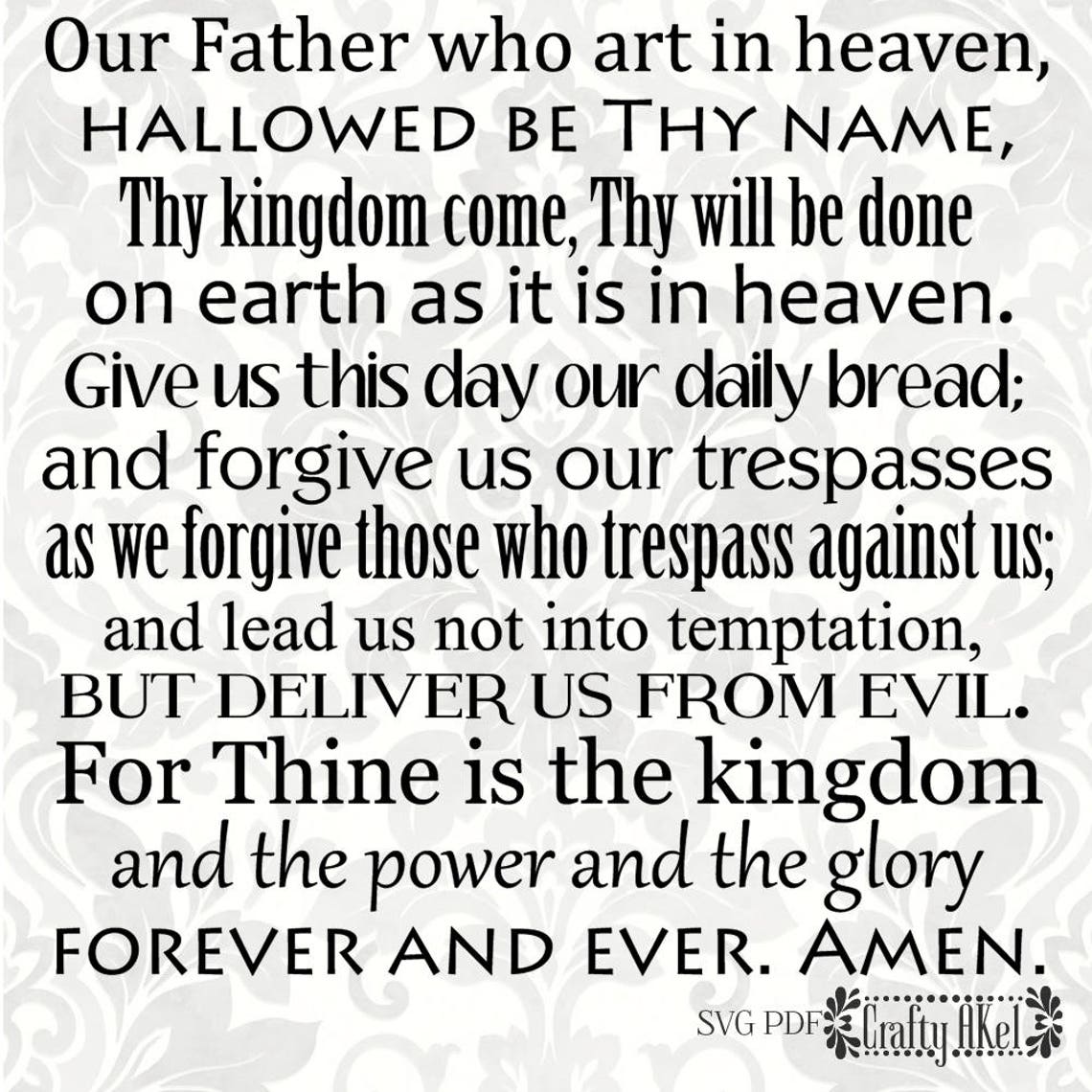 Our Father Prayer SVG PDF Digital File Vector Graphic - Etsy