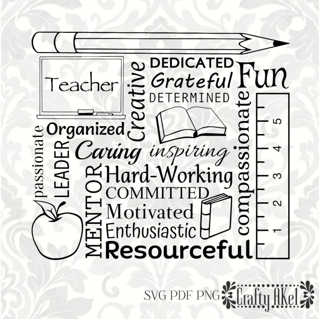 Teacher Collage; Organized, Creative, Dedicated, Determined, Hard ...