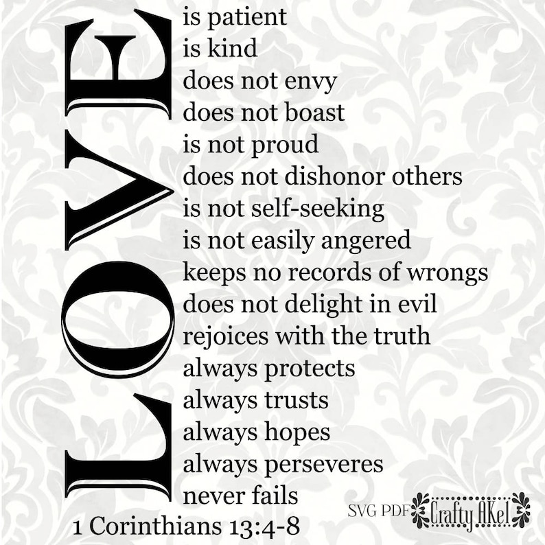 1 Corinthians 13 4 8 Love Is Patient Love Is Kind It Does Etsy