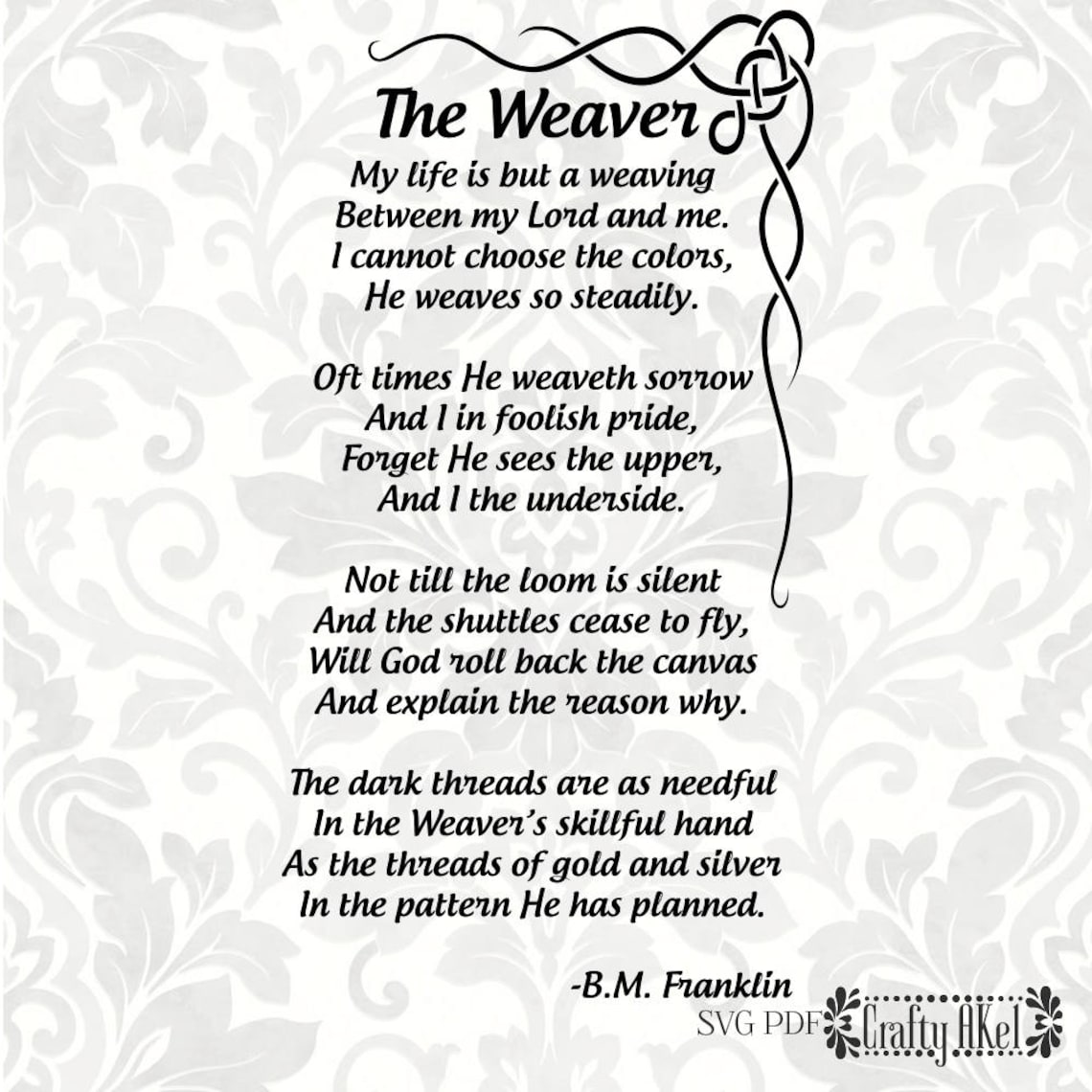 The Weaver Poem SVG PDF Digital File Vector Graphic - Etsy