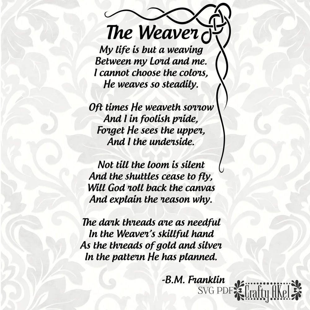 The Weaver Poem (SVG, PDF, Digital File Vector Graphic) - Etsy