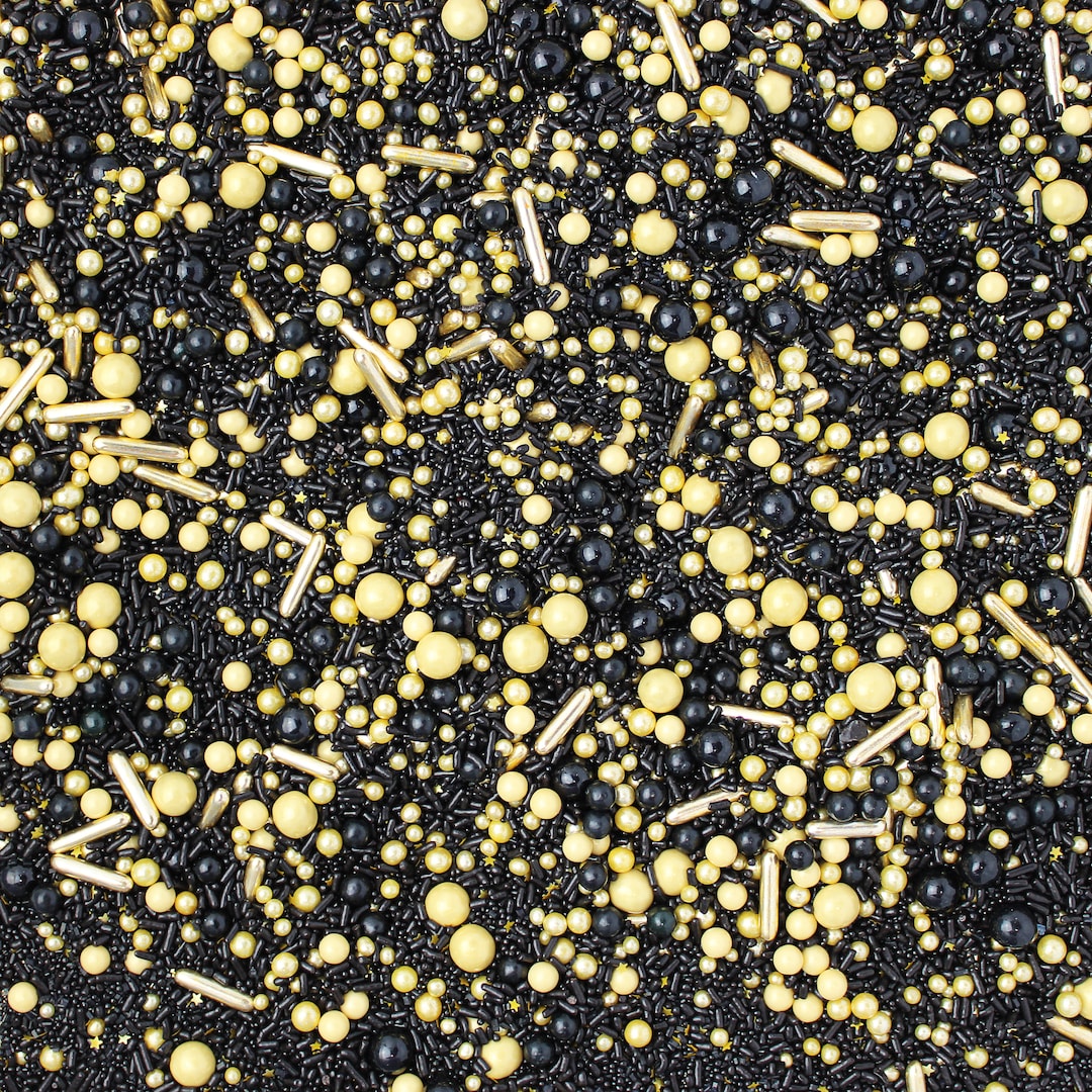 Black Gold Sprinkle Mix, New Year's Sprinkles, Graduation Decoration ...