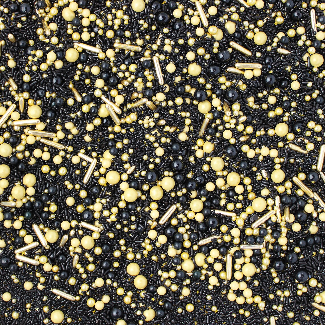Black Gold Sprinkle Mix New Year's Sprinkles Graduation - Etsy