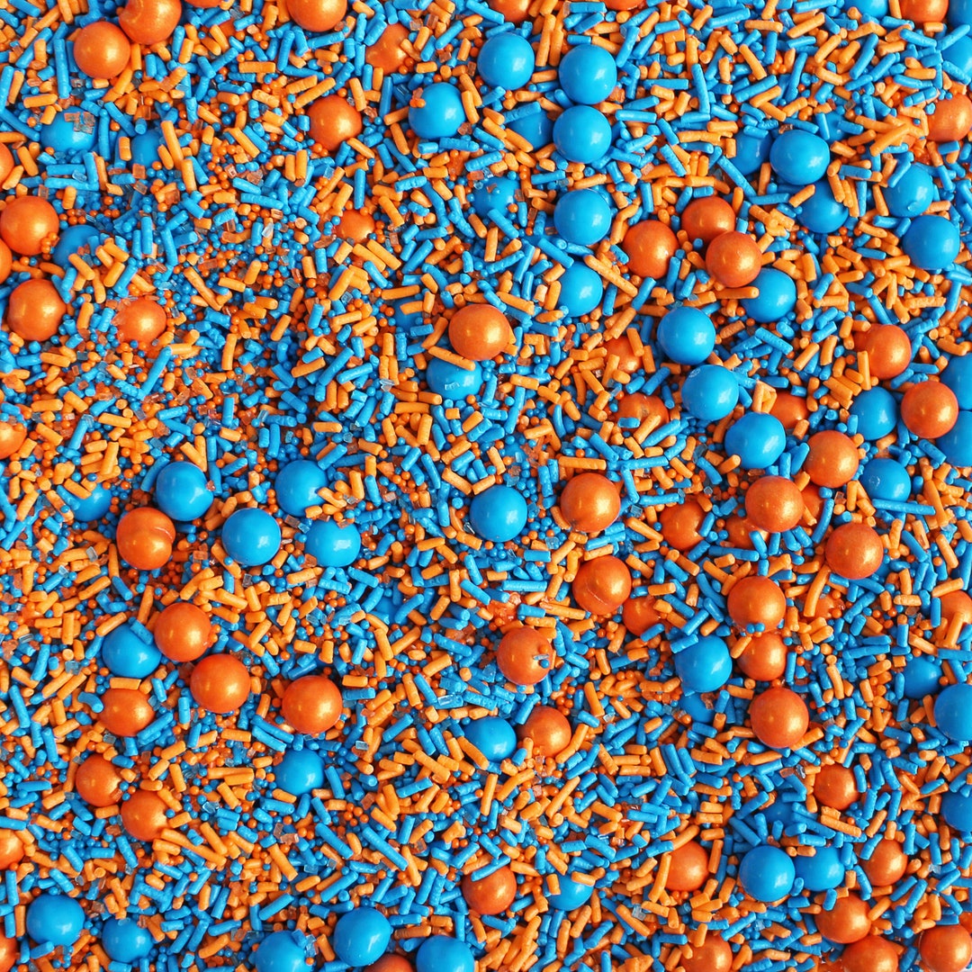 Blue & Orange Sporty Sprinkles, Football, Basketball, Baseball, Soccer ...