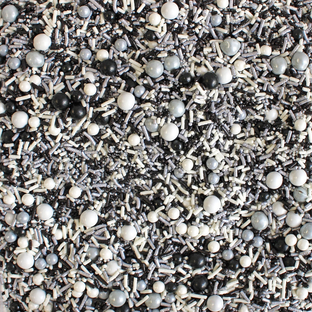 Black, Silver & White Sporty Sprinkles, Football, Basketball, Baseball ...