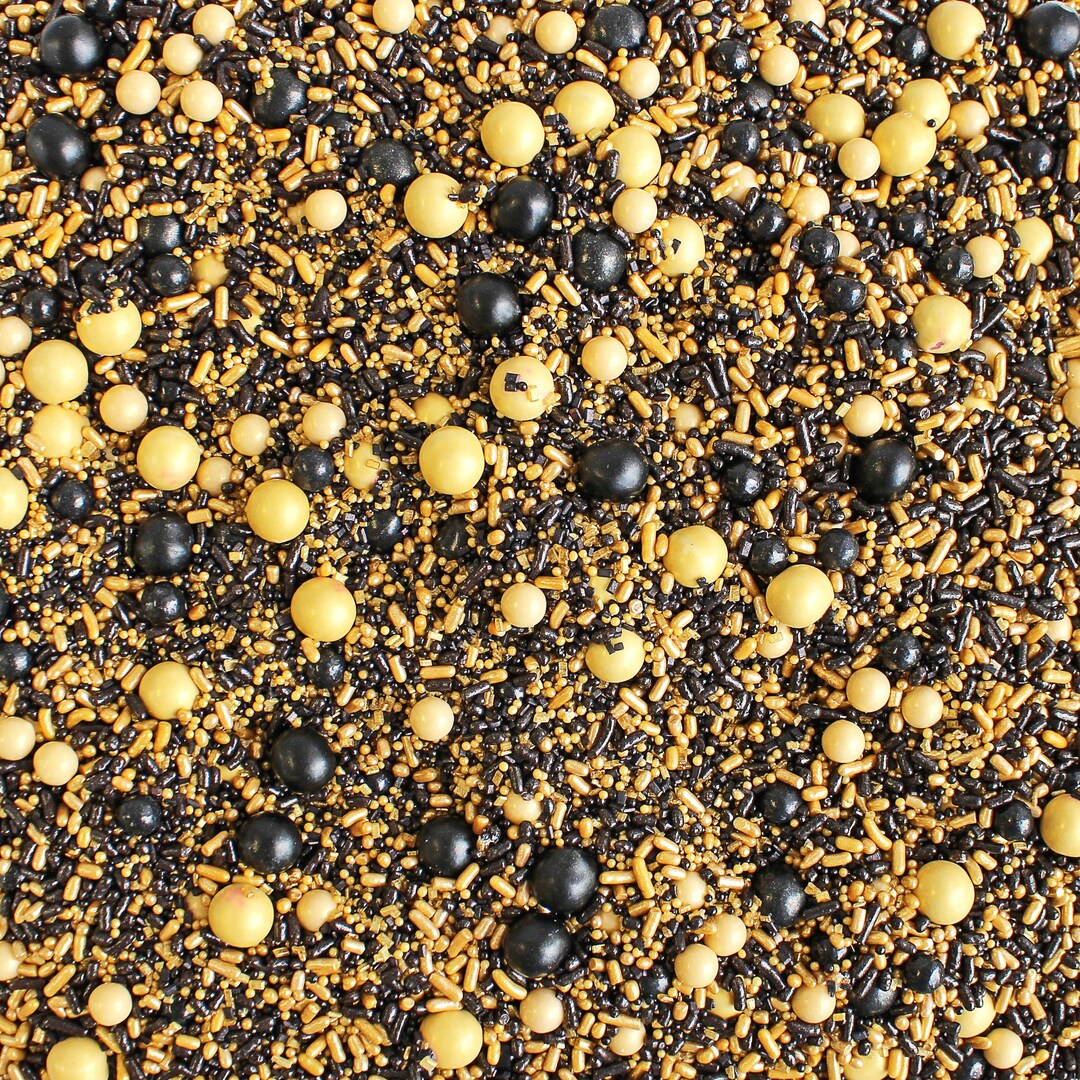 Black & Gold Sporty Sprinkles, Football, Basketball, Baseball, Sports ...