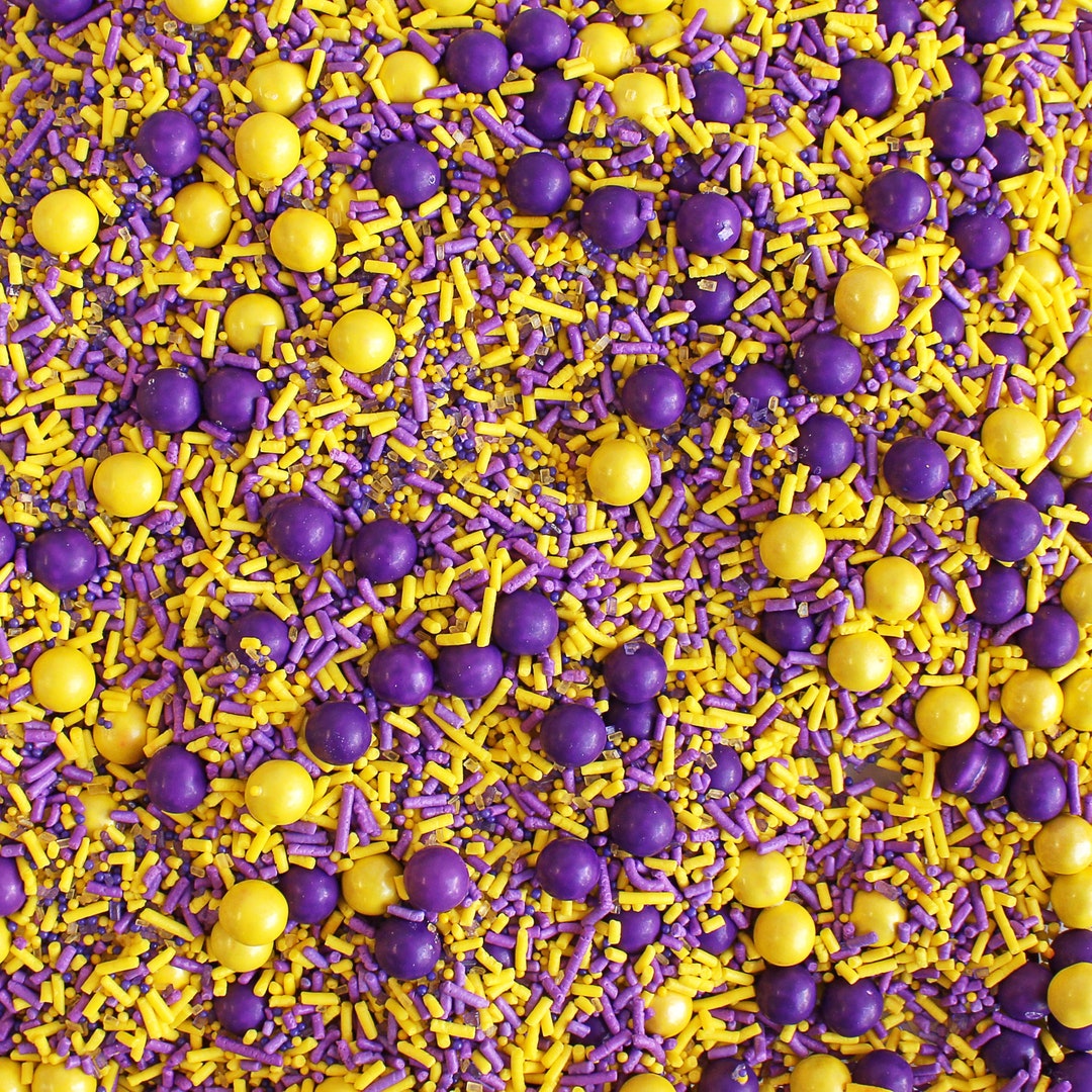 Purple & Yellow Sporty Sprinkles, Football, Basketball, Baseball ...