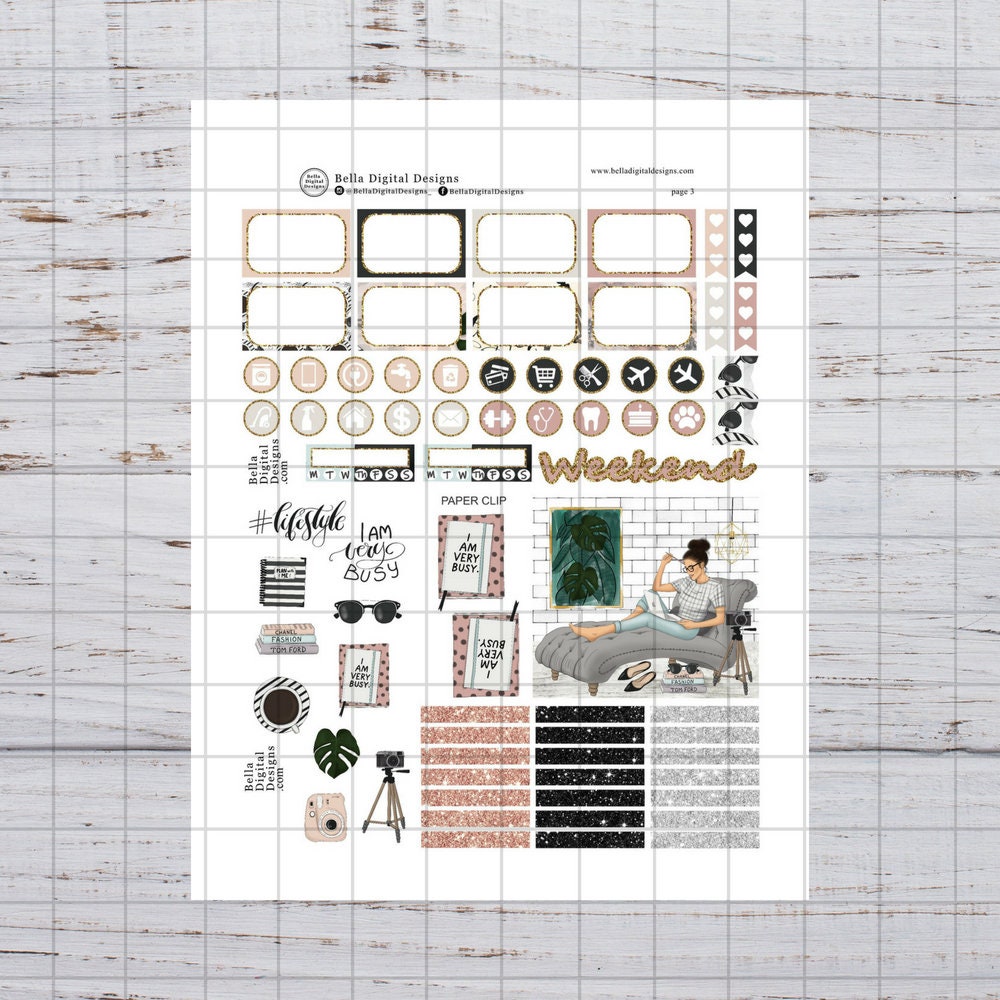 Busy Girl Printable Planner Stickers. Erin Condren and Happy | Etsy