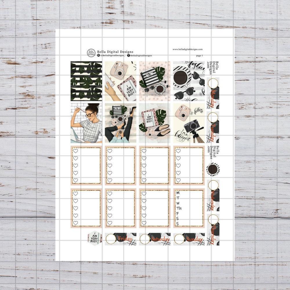 Busy Girl Printable Planner Stickers. Erin Condren and Happy | Etsy
