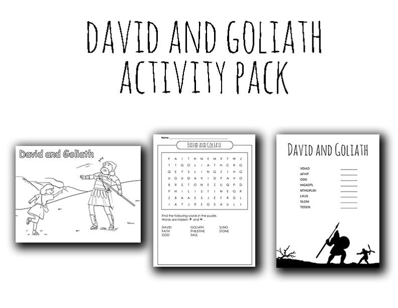 David and Goliath Activity Pack Digital Instant Download JPG and PDF ...