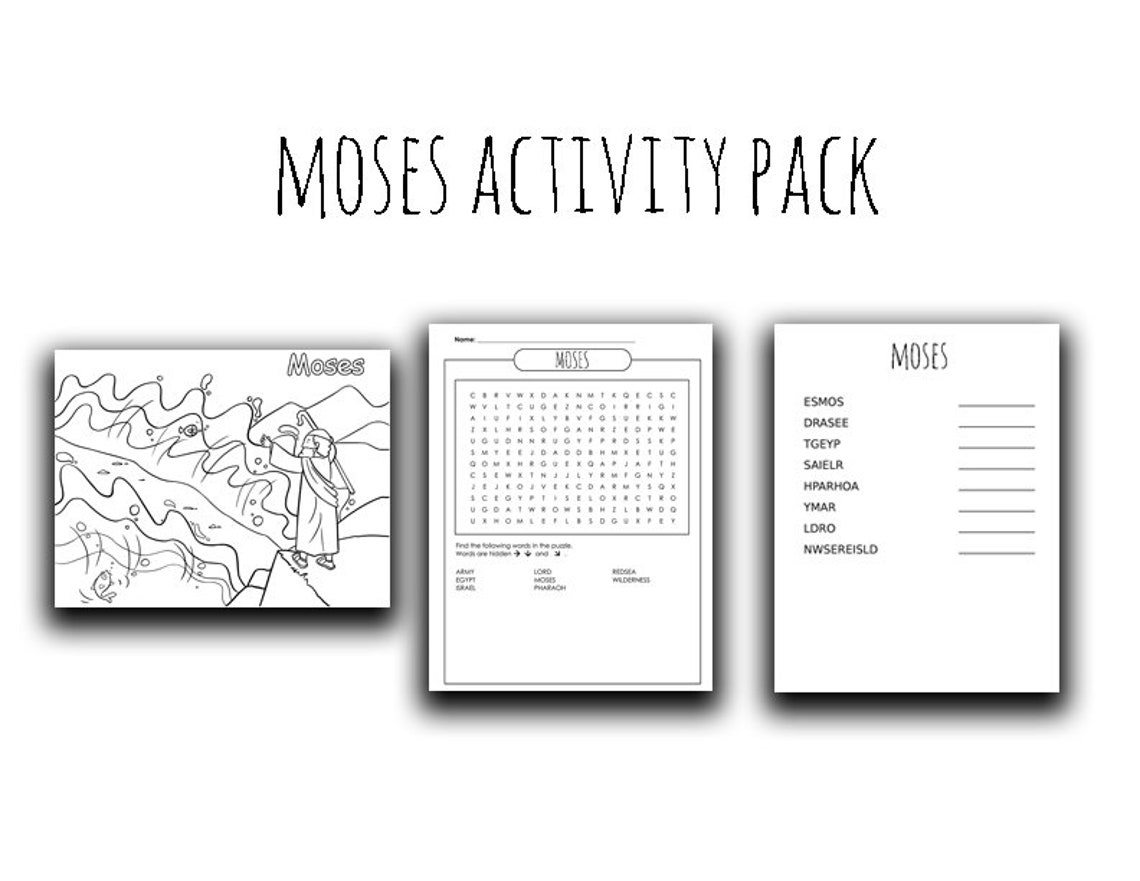 Moses Parting Red Sea Activity Pack Digital Instant Download JPG and ...