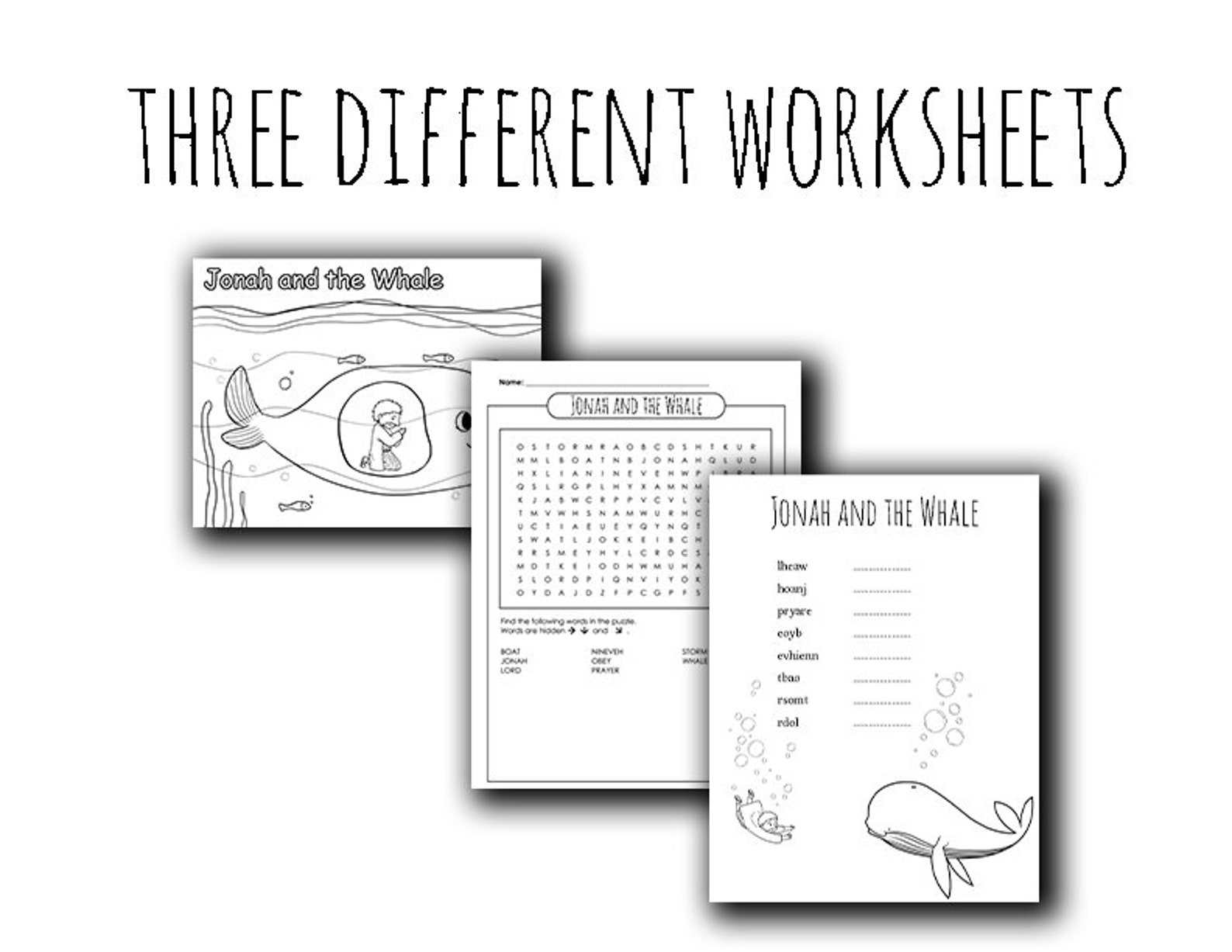 Jonah and the Whale Activity Pack Digital Instant Download JPG and PDF ...