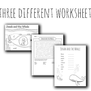 Jonah and the Whale Activity Pack Digital Instant Download JPG and PDF ...