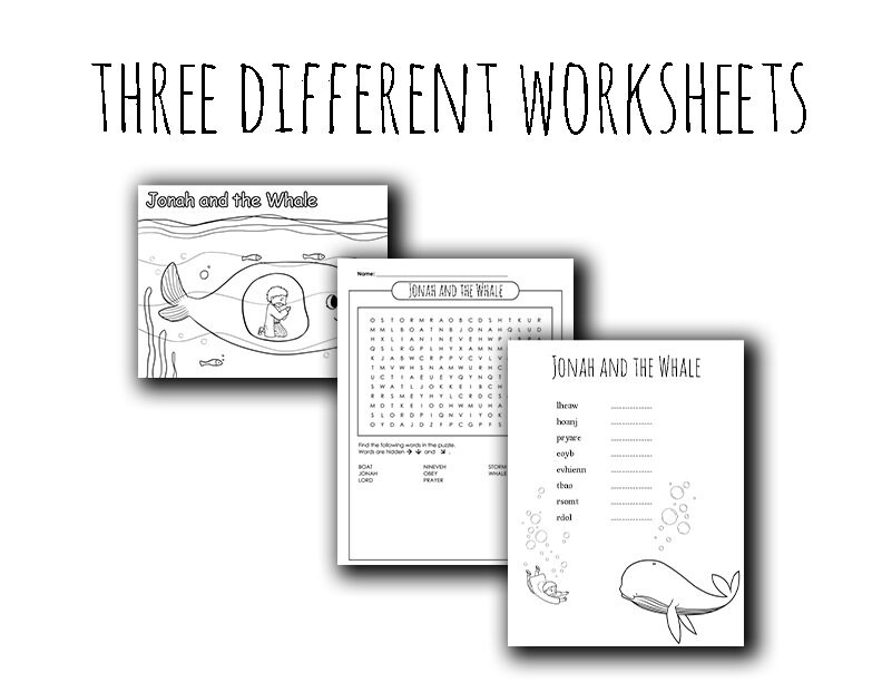 Jonah and the Whale Activity Pack Digital Instant Download JPG and PDF ...