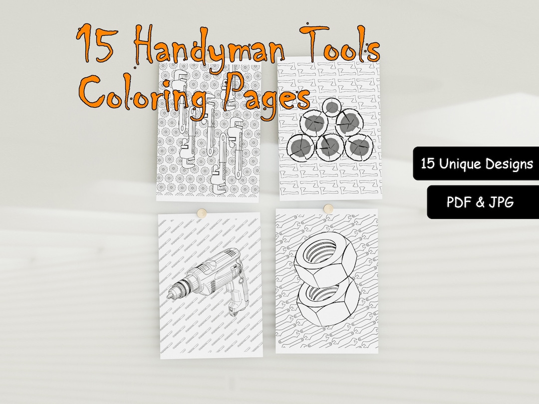 15 Handy Man Tools Coloring Pages PDF and JPG Files Instant Download - Etsy