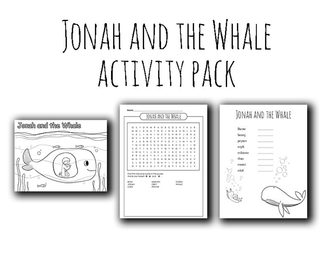 Jonah and the Whale Activity Pack Digital Instant Download JPG and PDF ...