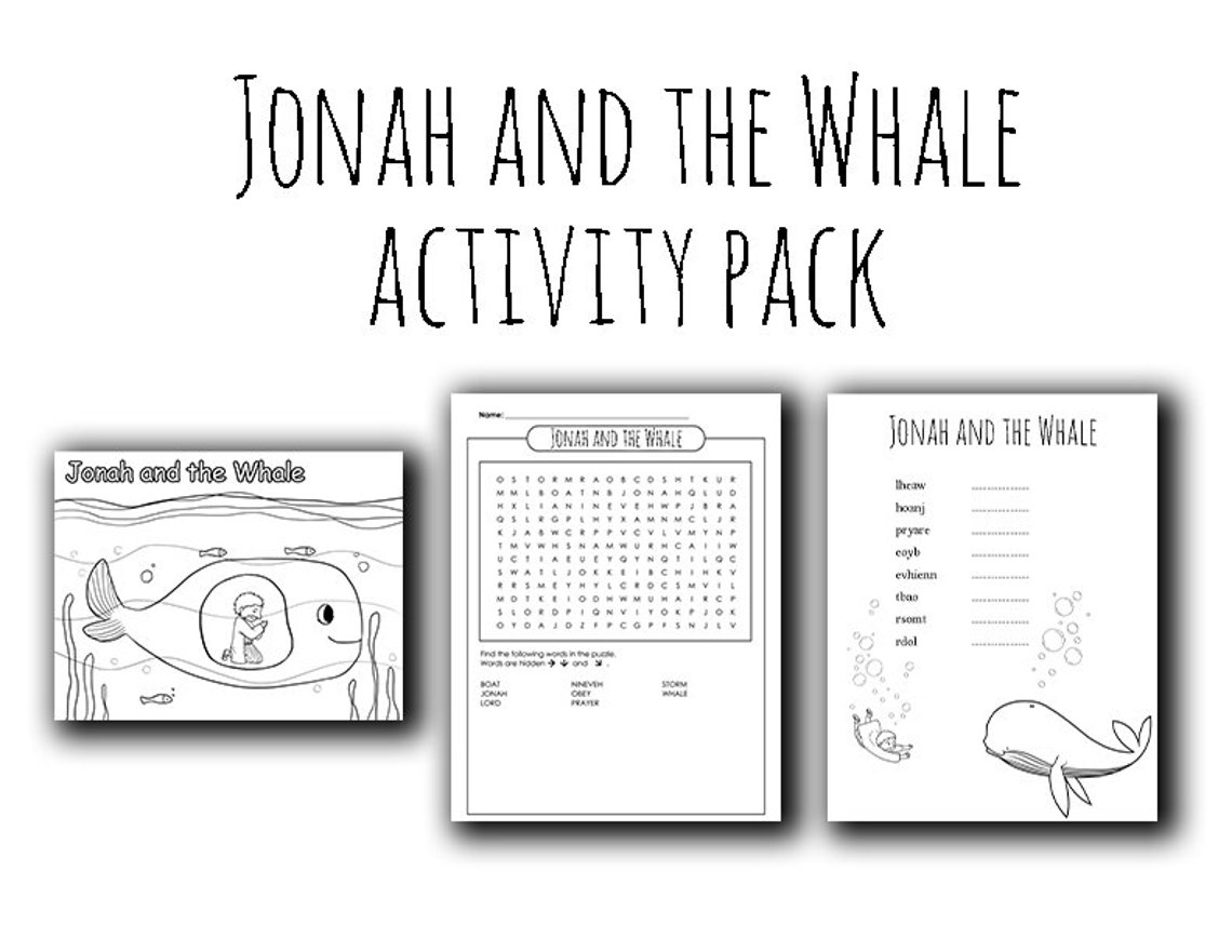 Jonah and the Whale Activity Pack Digital Instant Download JPG and PDF ...