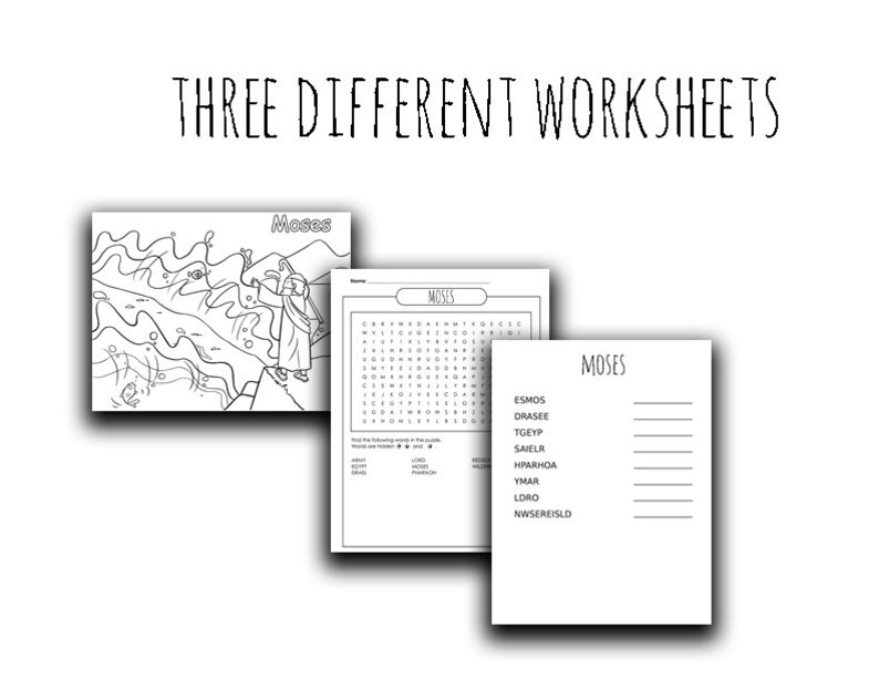 Moses Parting Red Sea Activity Pack Digital Instant Download JPG and ...