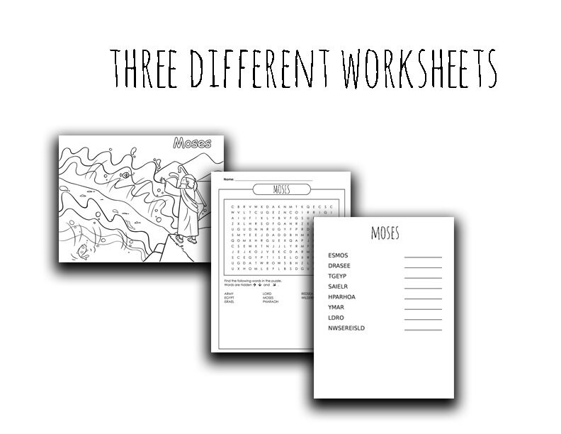 Moses Parting Red Sea Activity Pack Digital Instant Download JPG and ...