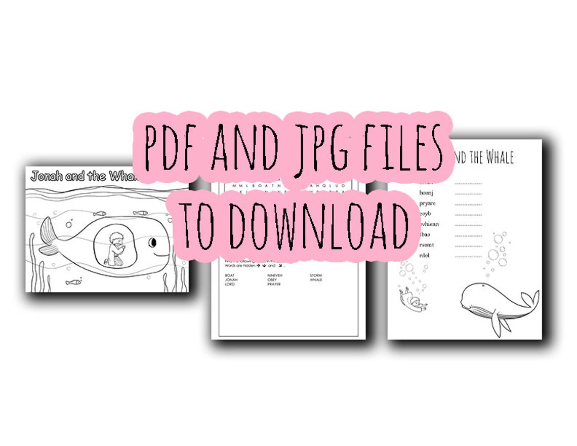 Jonah and the Whale Activity Pack Digital Instant Download JPG and PDF ...