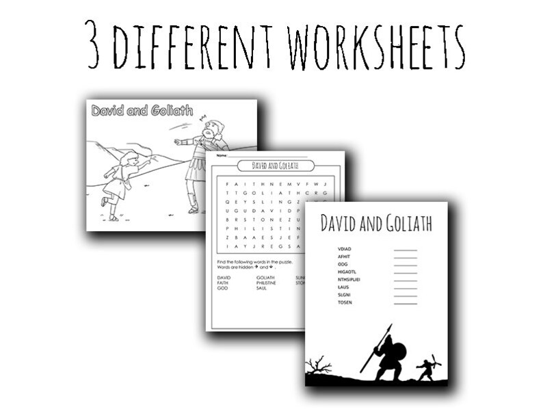 David and Goliath Activity Pack Digital Instant Download JPG and PDF ...