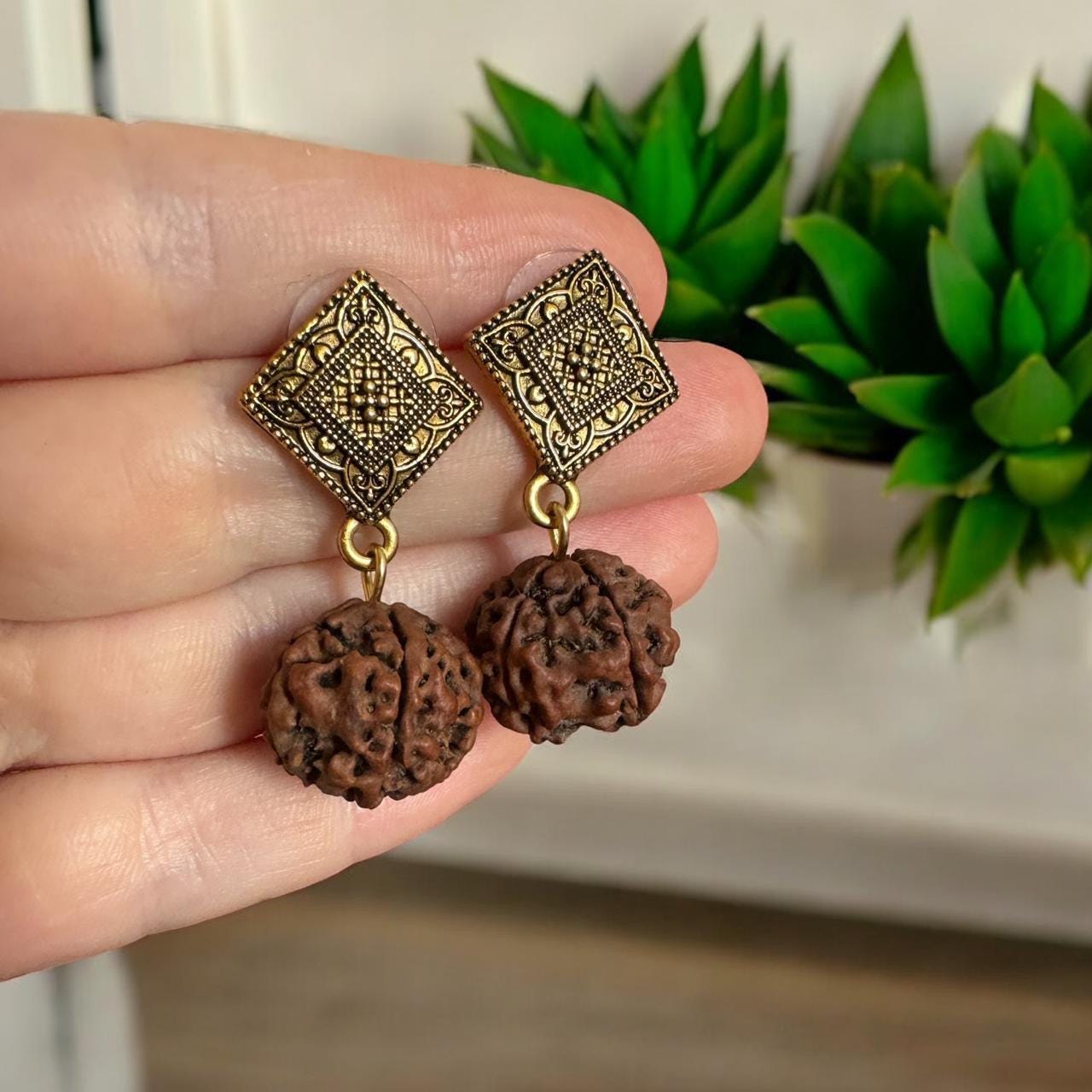 Rudraksha Earrings, Shiva Bead, Real Original 4 5 6 Mukhi Rudraksh Seed ...