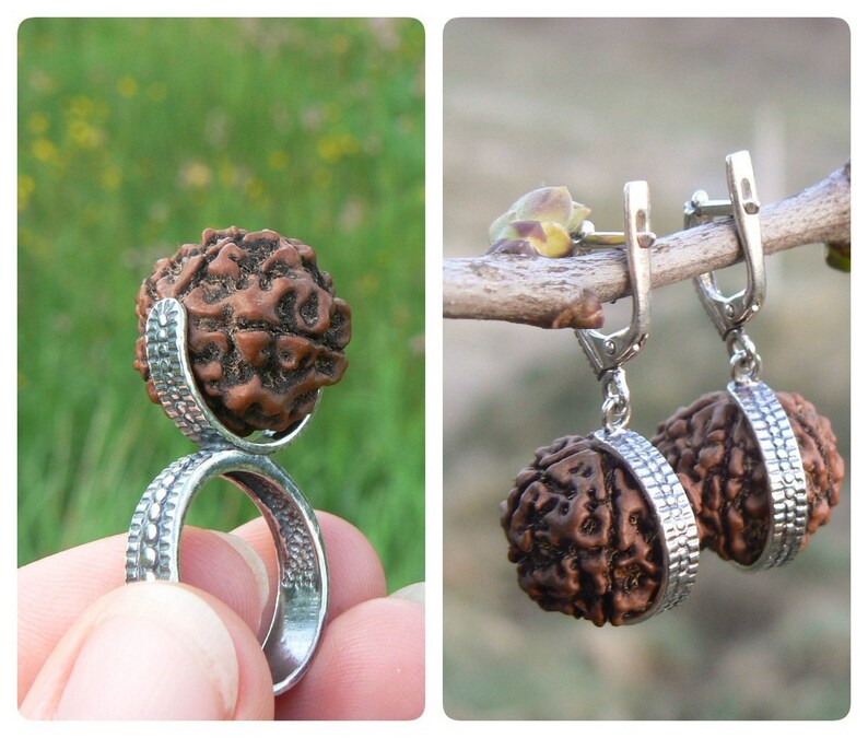 Rudraksha Ring Large, Shiva Sterling Silver Jewelry, 5 Mukhi Rudraksha ...
