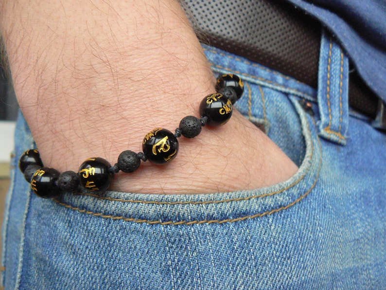 Zen bracelet with Buddhist mantra Om mani padme hum Hindu | Etsy