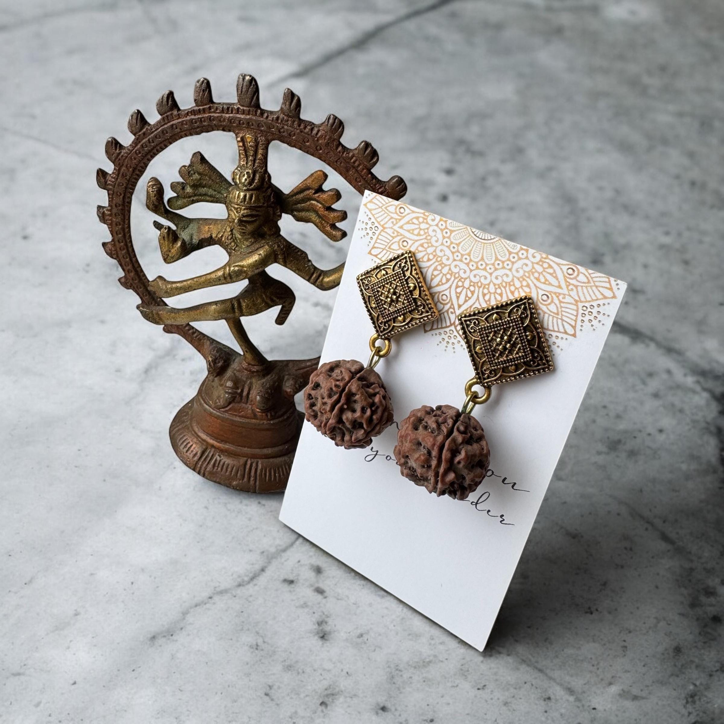 Rudraksha Earrings, Shiva Bead, Real Original 4 5 6 Mukhi Rudraksh Seed ...