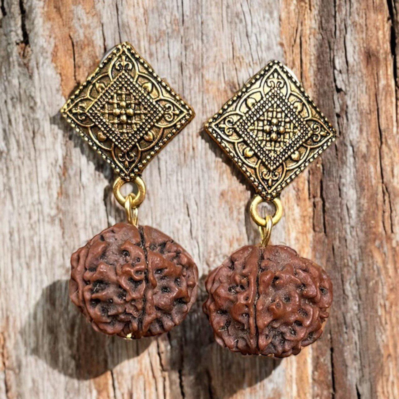 Rudraksha Earrings, Shiva Bead, Real Original 4 5 6 Mukhi Rudraksh Seed ...