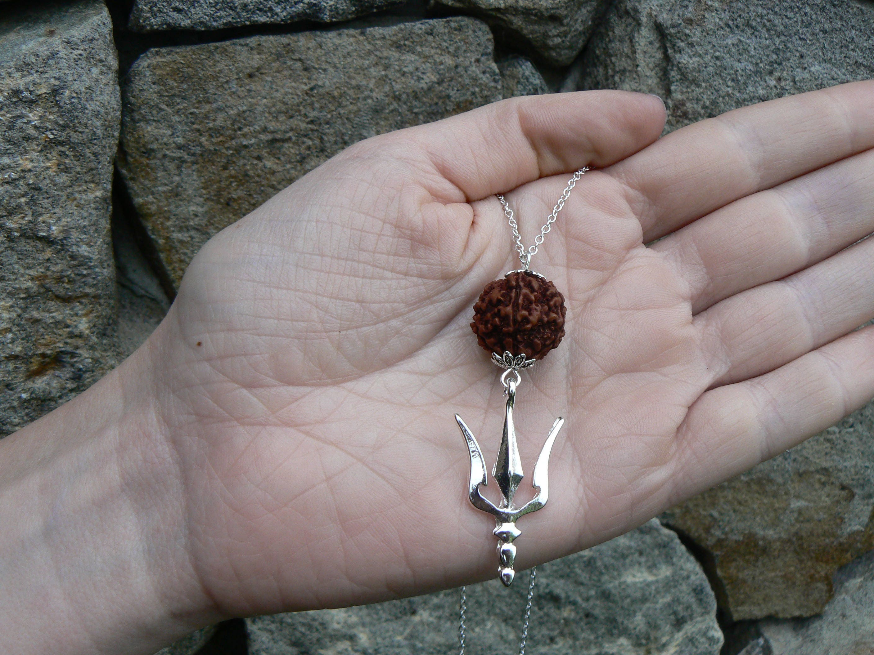 Shiva Trishul necklace with Mukhi Rudraksha mala beads | Etsy