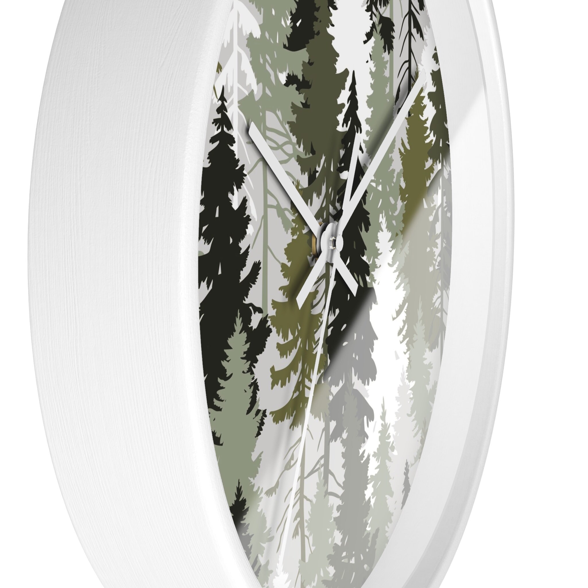 Tree Forest Wall Clock, Trees Wall Clock, Christmas Decor Clock, Green ...