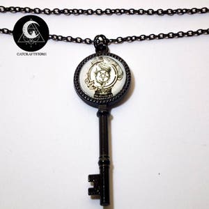 Black Skeleton Key Crystal Ball Necklace / Halloween Jewelry - Etsy