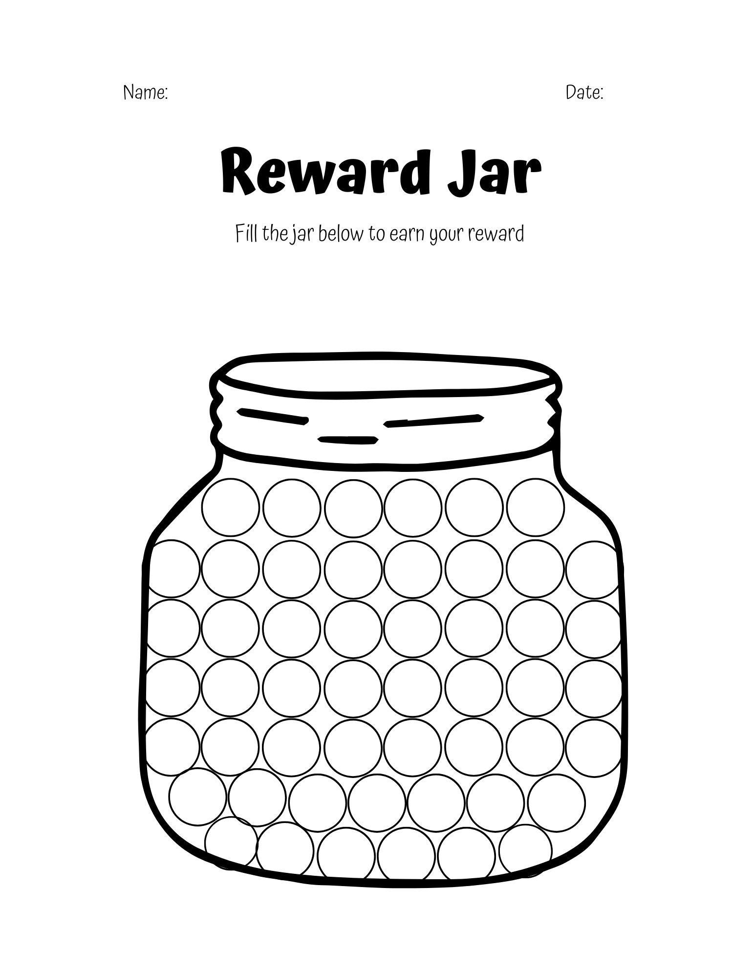 Reward Jar Chart, Children's Reward Chart, Goal, Progress Tracker ...