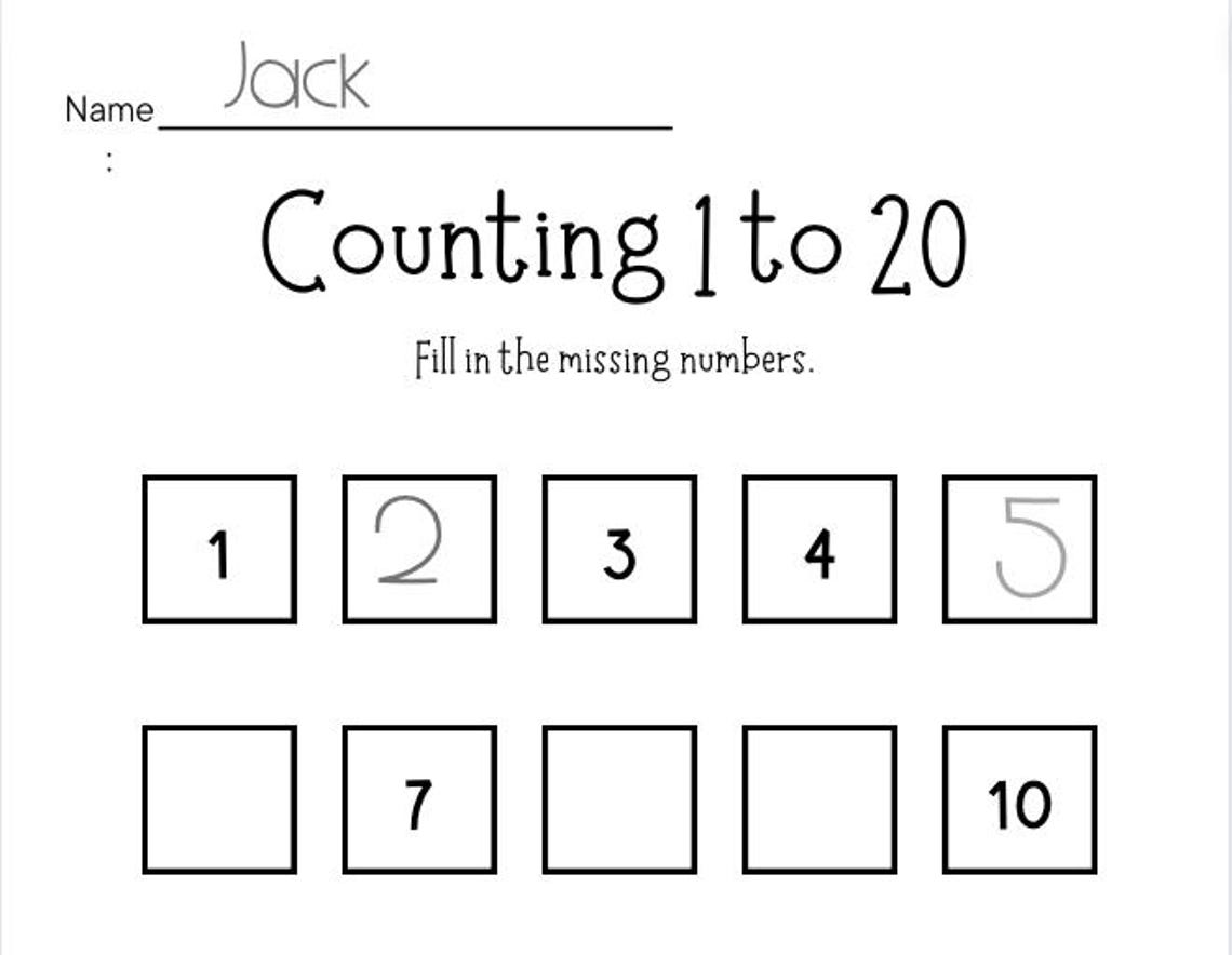 Fill in the Blank Counting Practice Worksheet, Numbers, Learning, Pre-k ...