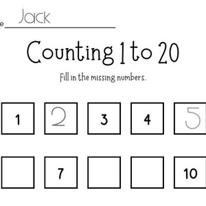 Fill in the Blank Counting Practice Worksheet, Numbers, Learning, Pre-k ...