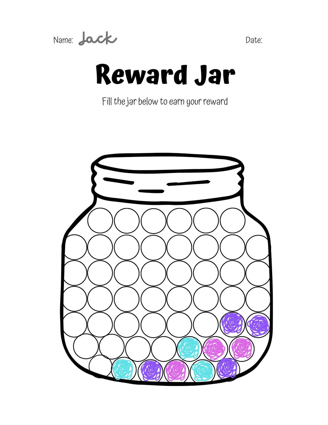Reward Jar Chart, Children's Reward Chart, Goal, Progress Tracker ...