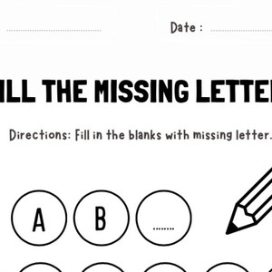 Fill in the Missing Letter, Alphabet Practice, Fill in the Blank ABC ...