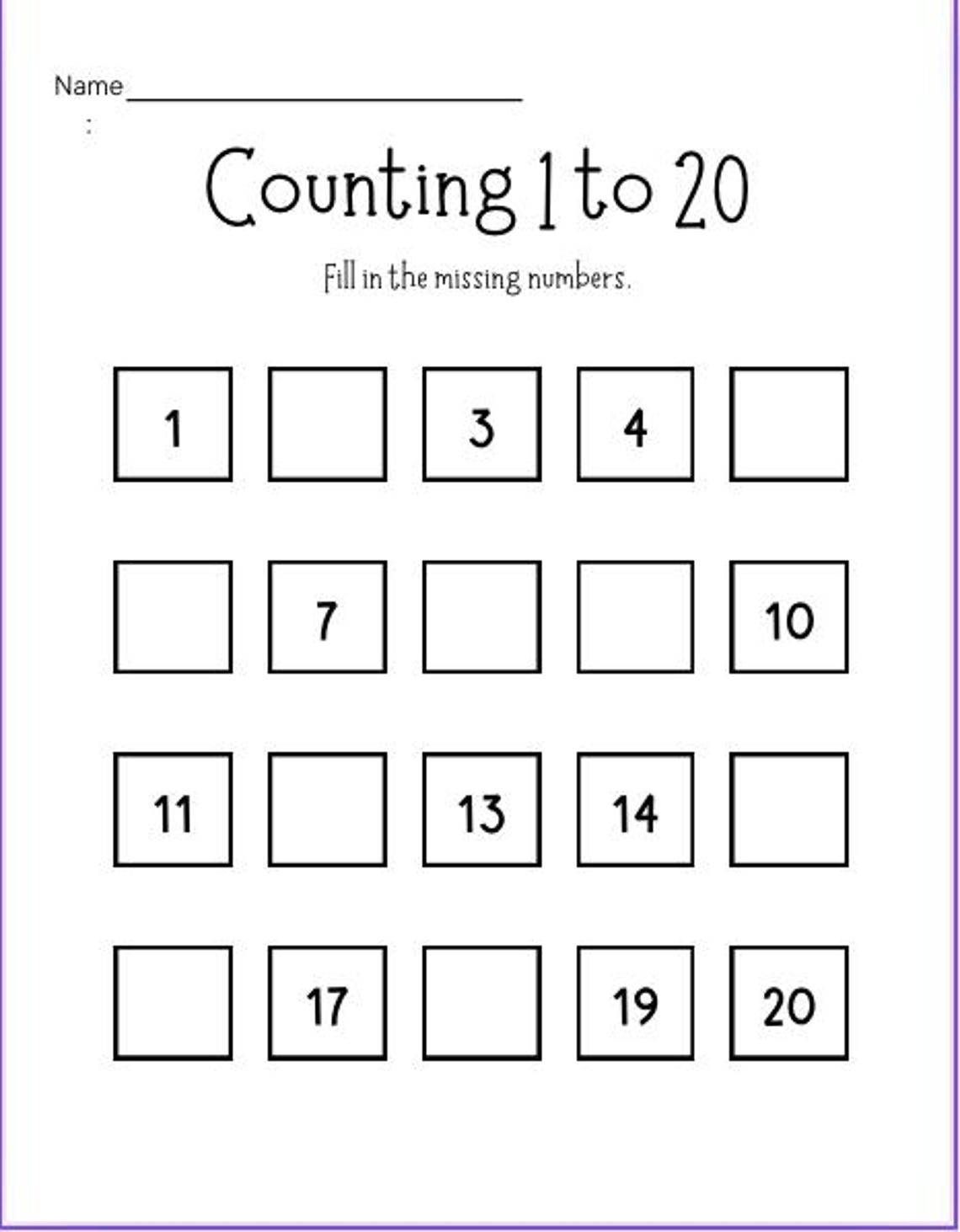 Fill in the Blank Counting Practice Worksheet, Numbers, Learning, Pre-k ...