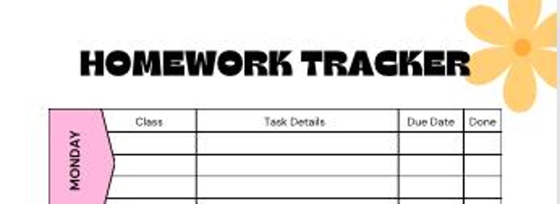 Homework Tracker, Planner, Weekly Homework, School, Task Tracking ...