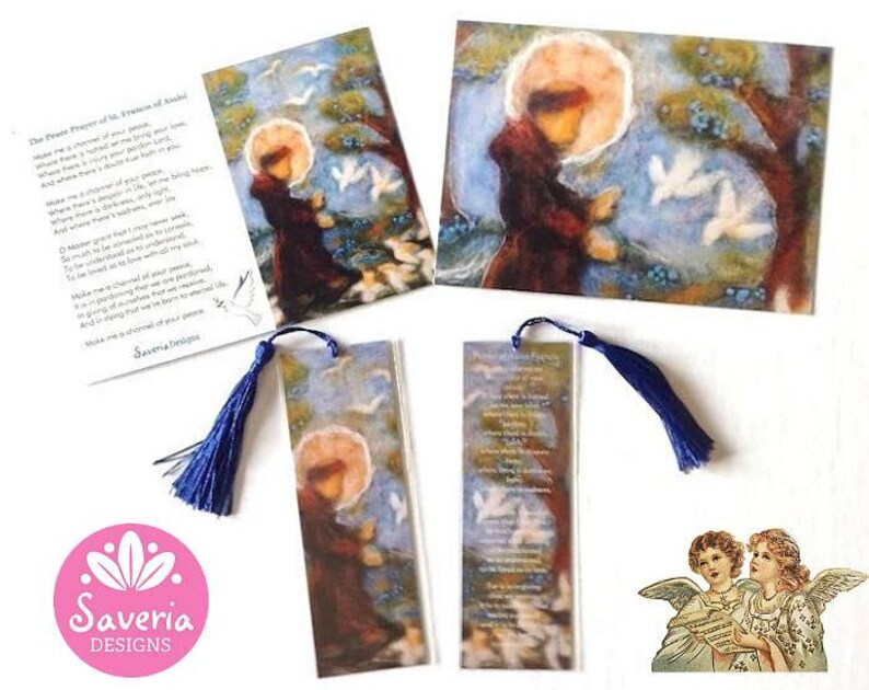 St Francis Prayer Bookmark Set, Bookmark Felt Art Print, Saint Francis ...