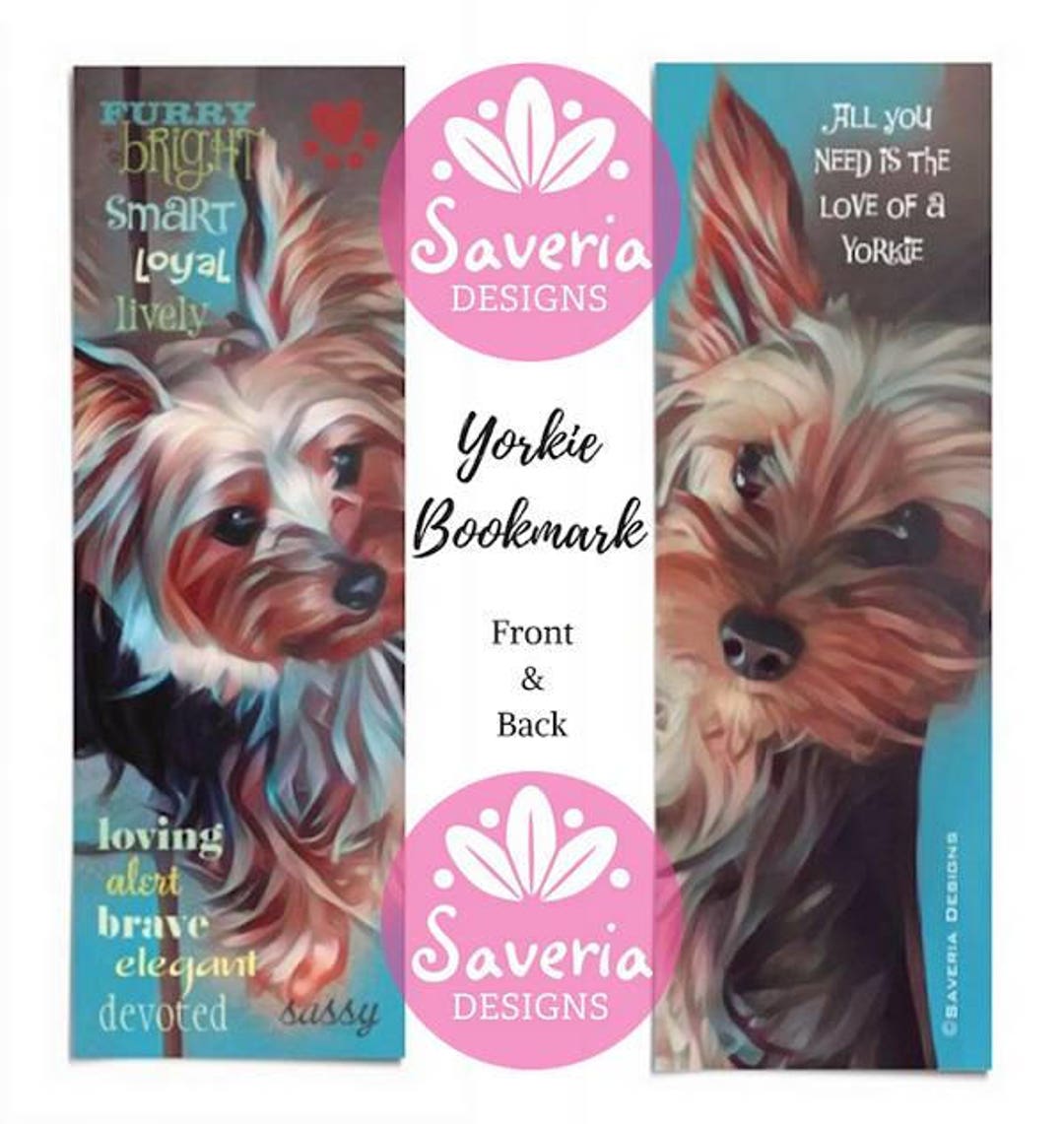 Yorkie Bookmark Set, Dog Art Bookmark, Yorkie Gift, Yorkie Art, Yorkie ...