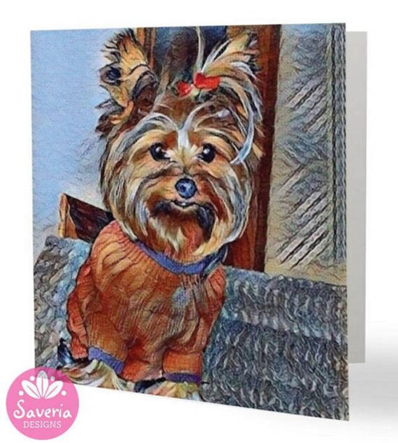 Yorkie Gift Yorkie Card Dog Lover Card Yorkie Art | Etsy