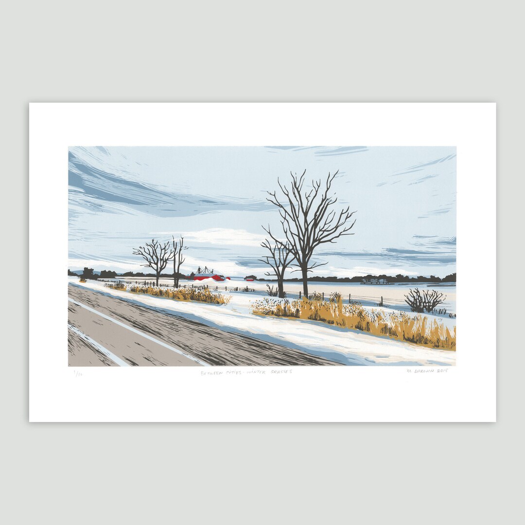 Landscape Screenprint Winter Grasses Between Cities Series - Etsy