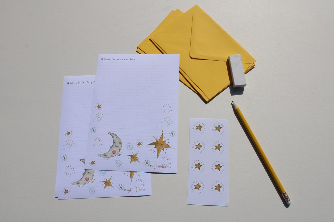 Celestial Writing Set With Envelopes / Moon and Star Stationery Pack ...