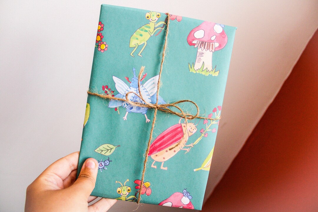 Bug Gift Wrap for Insect Lover / Cute Colourful Watercolour Wrapping ...