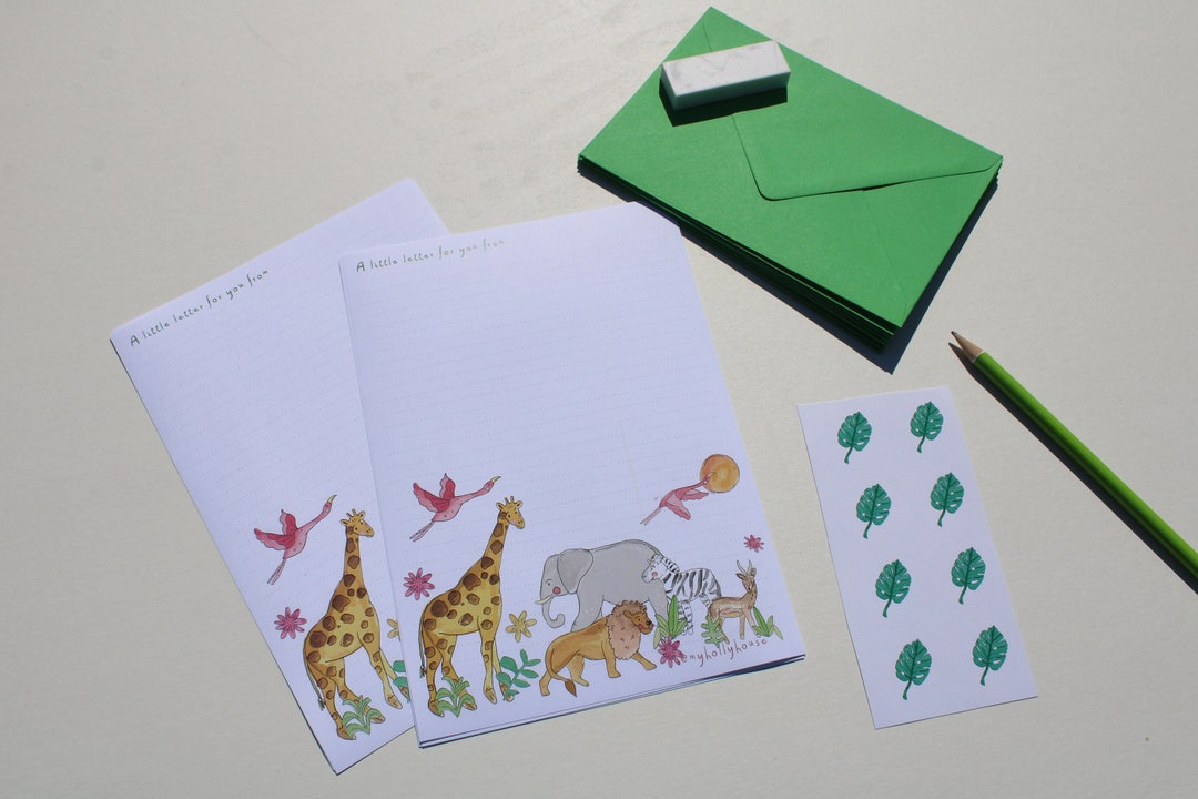 Safari Animal Writing Set for Kids, Savanna Stationery, Pen Pal Kit - Etsy