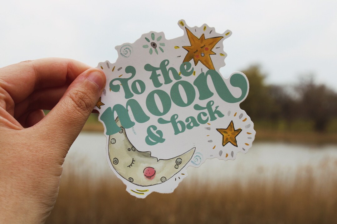 Moon and Stars Vinyl Sticker | Waterproof Laptop, Car Decal - Etsy